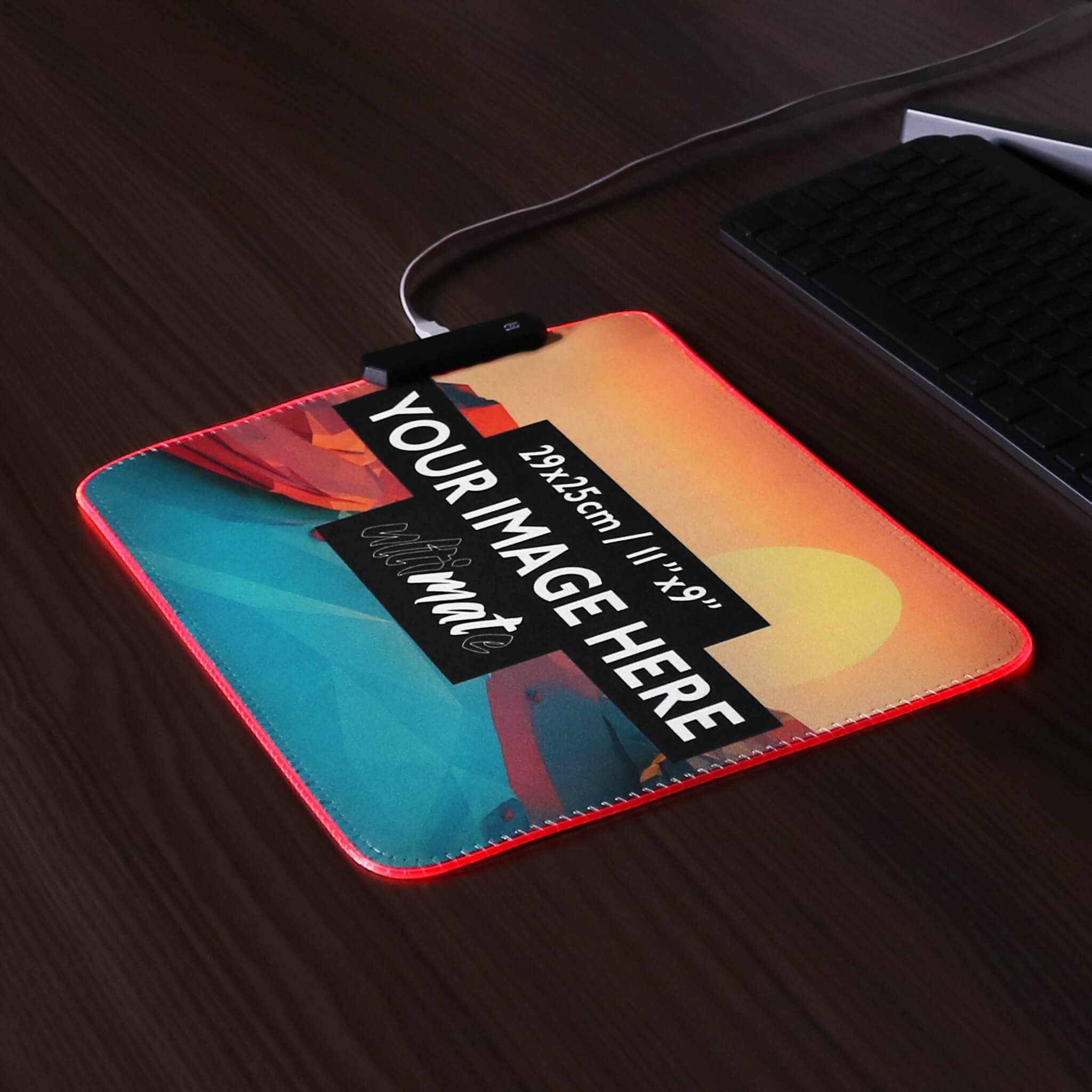 'Print your image' Square Custom RGB Gaming Mouse Pad | 30x25cm ...