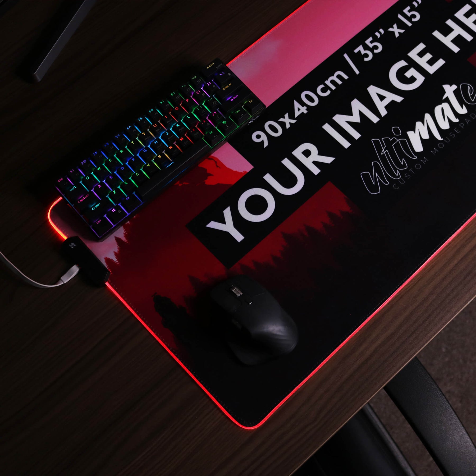'Print your image' XXL Mega Custom RGB Gaming Mouse Pad | 90x40cm ...